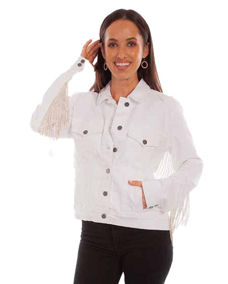 Women's Rhinestone Fringe Denim Jacket – Skip's Western Outfitters